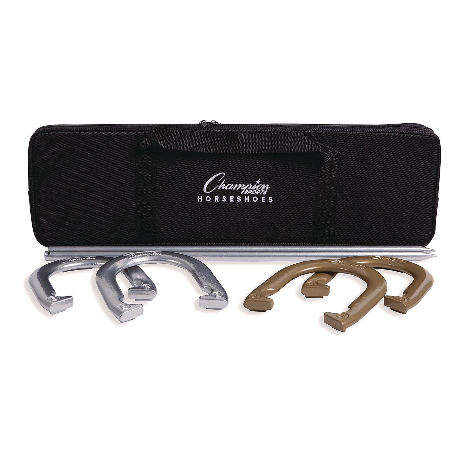 Deluxe Horseshoe Tournament Set, 4 Horseshoes/2 Stakes/Carry Bag/Rule ...
